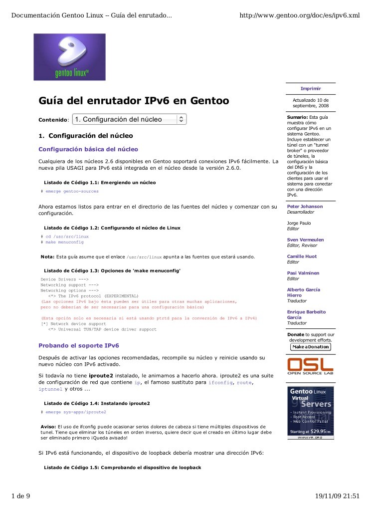 PDF de programación - Guía del enrutador IPv6 en Gentoo